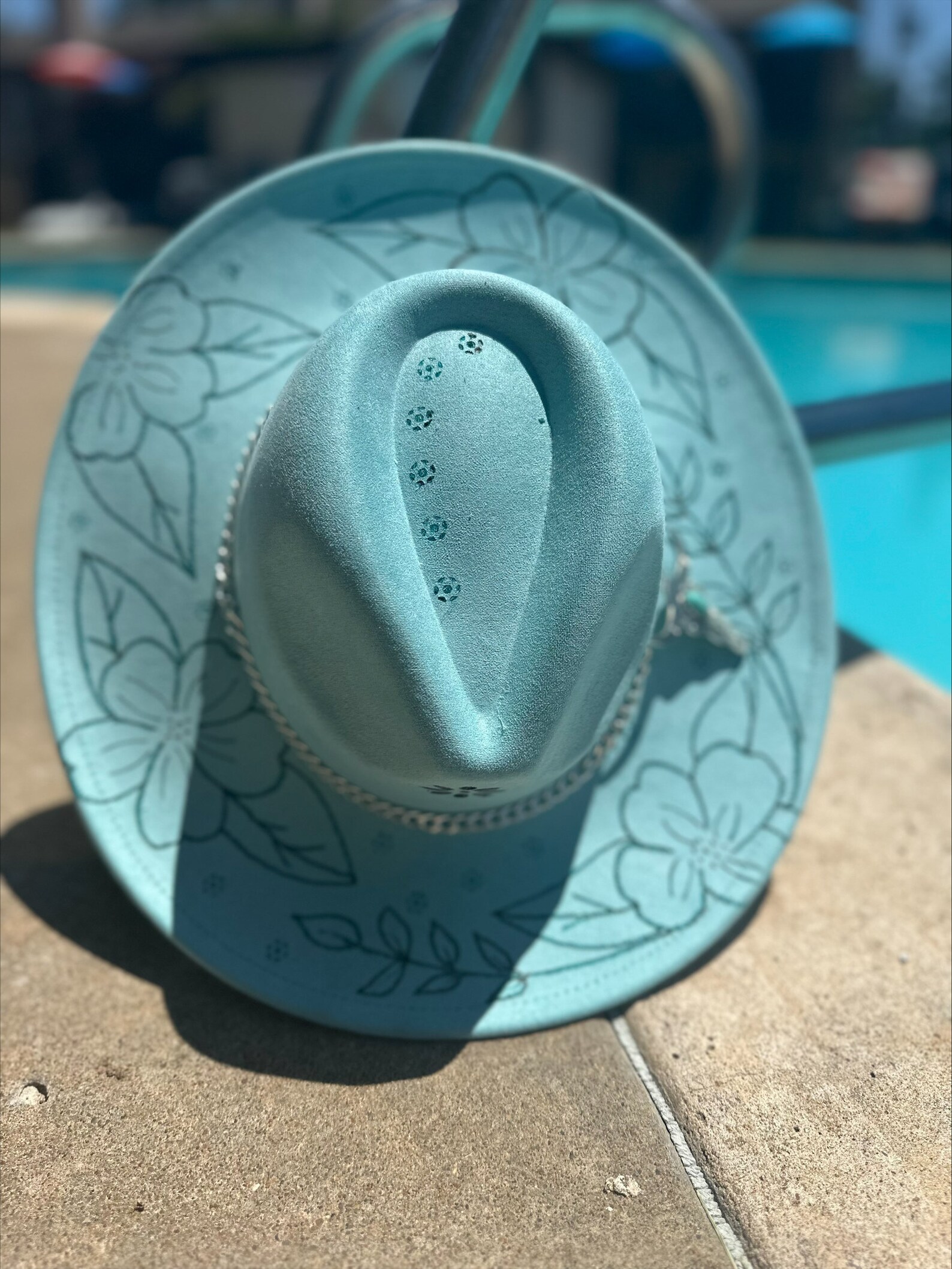 Hand Burned Wide Brim Felt Fedora Hat for Women, Rancher Hat, Western ...