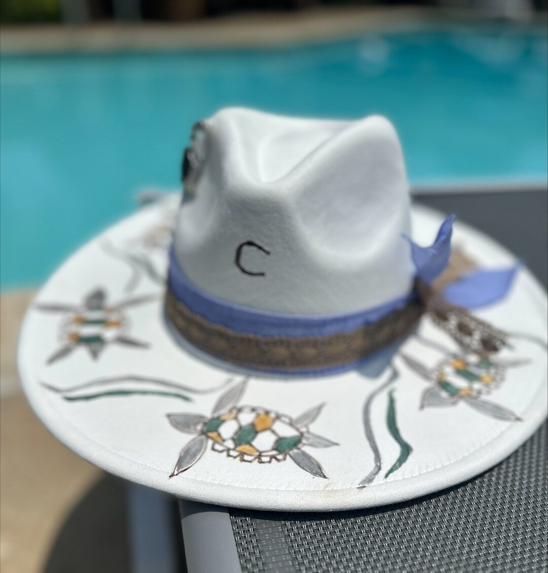 Handcrafted Burned & Painted Wide Brim Fedora Hat the Perfect - Etsy