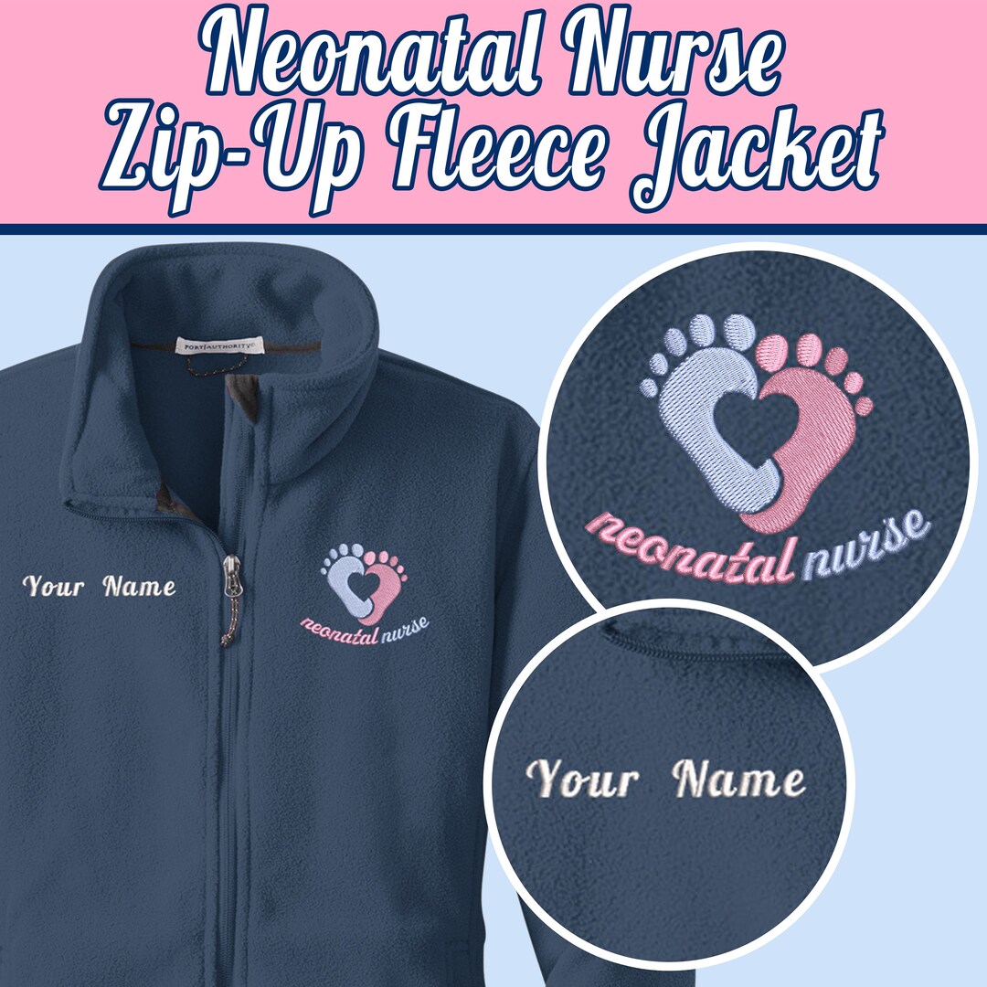 Personalized Neonatal Nurse Embroidered Baby Feet Fleece Jacket ...