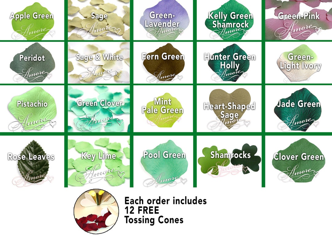 1000 Green Silk Rose Petals + Free Tossing Cones - Etsy