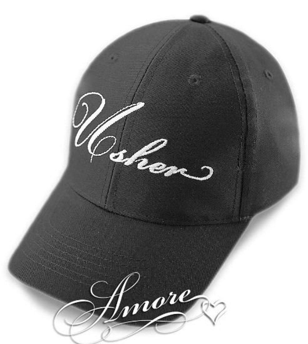 Usher Wedding Baseball Cap Black Hat White Thread - Etsy