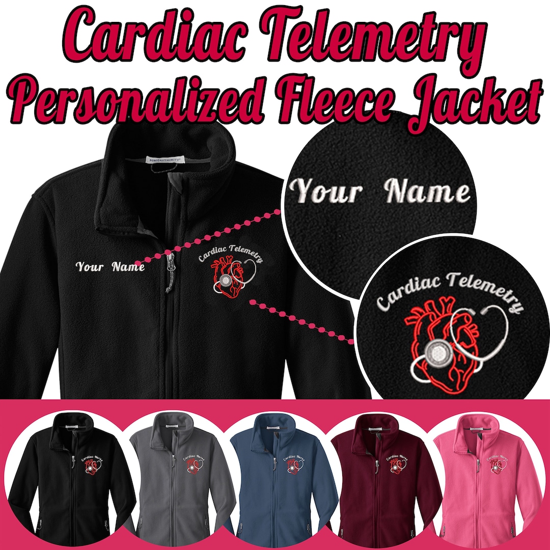 Personalized Cardiac Telemetry Zip up Embroidered Stethoscope Fleece ...