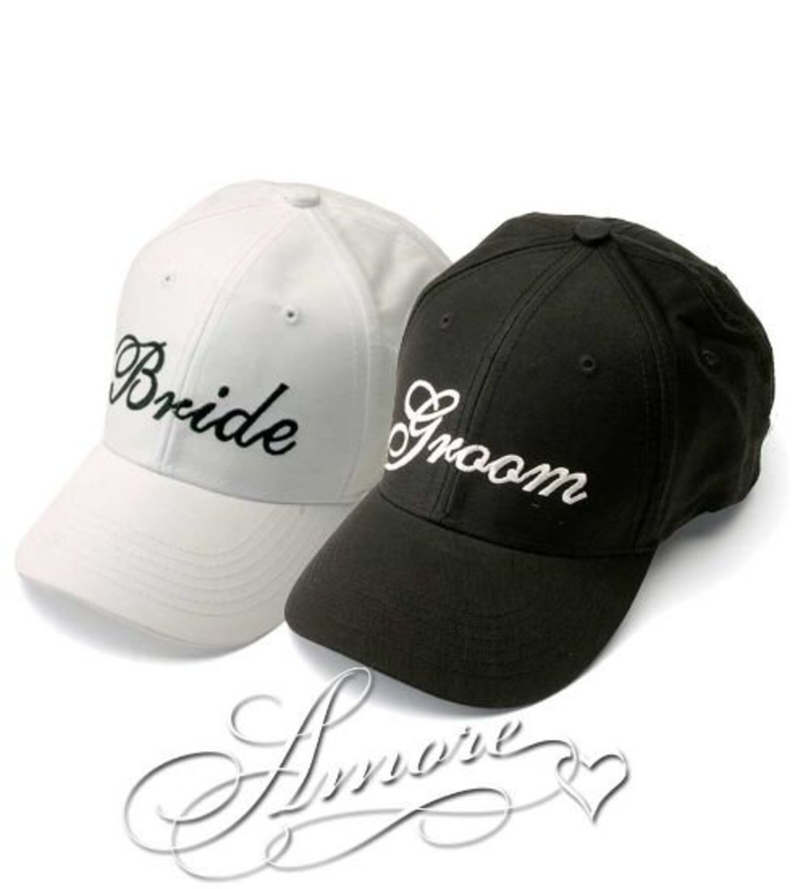 New Bride and Groom Wedding Baseball Caps Set of 2-black and White - Etsy