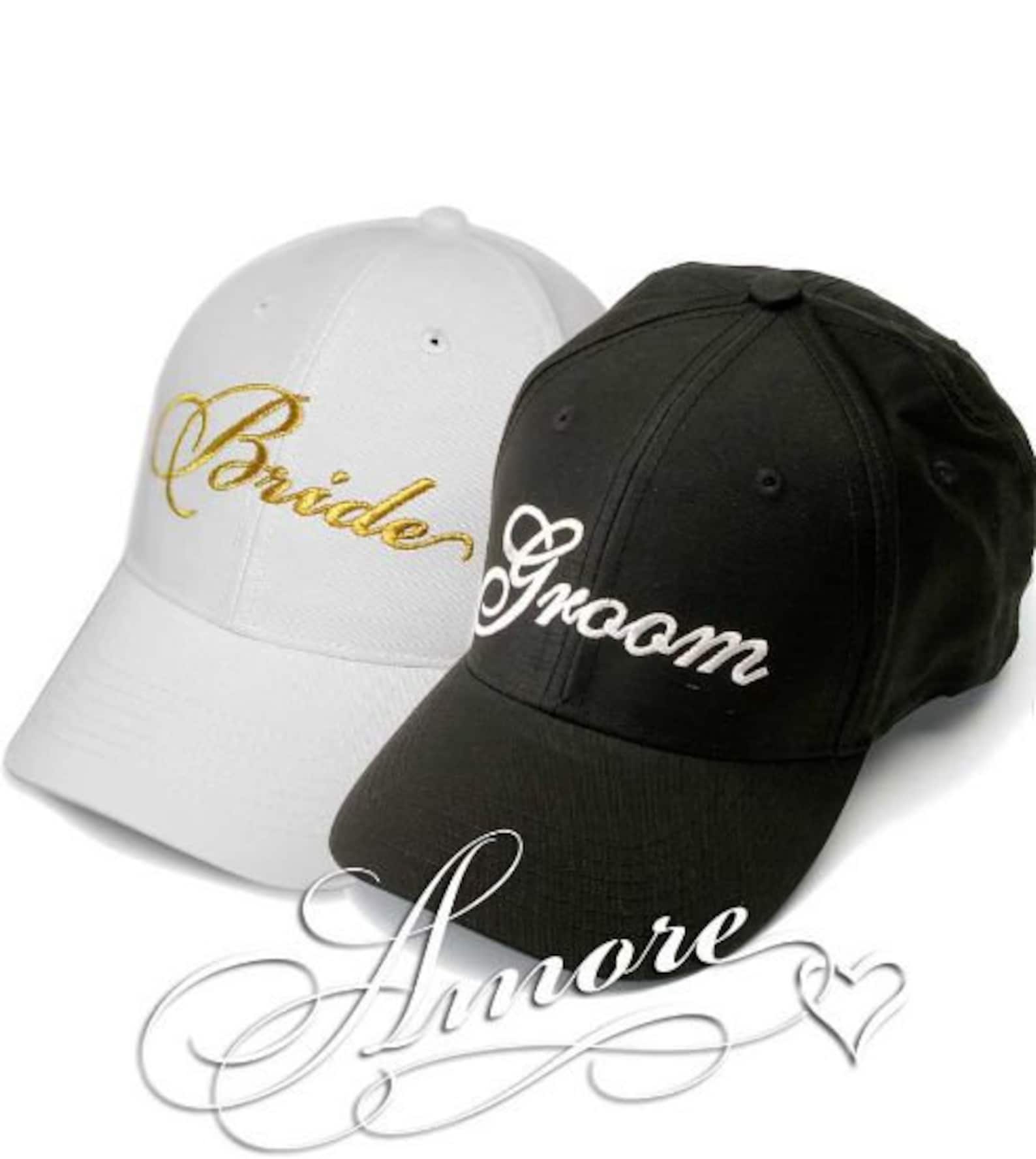 New Bride and Groom Wedding Baseball Caps Set of 2-black and White - Etsy