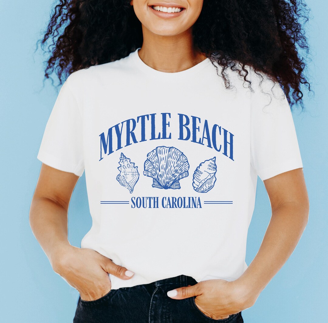 Myrtle Beach South Carolina Seashells T-shirt Short Sleeve Tee Vacation ...