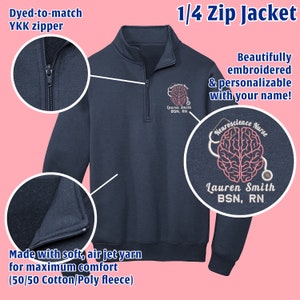 Personalized Neuro Nurse 1/4 Zip Embroidered Fleece-lined Jacket ...