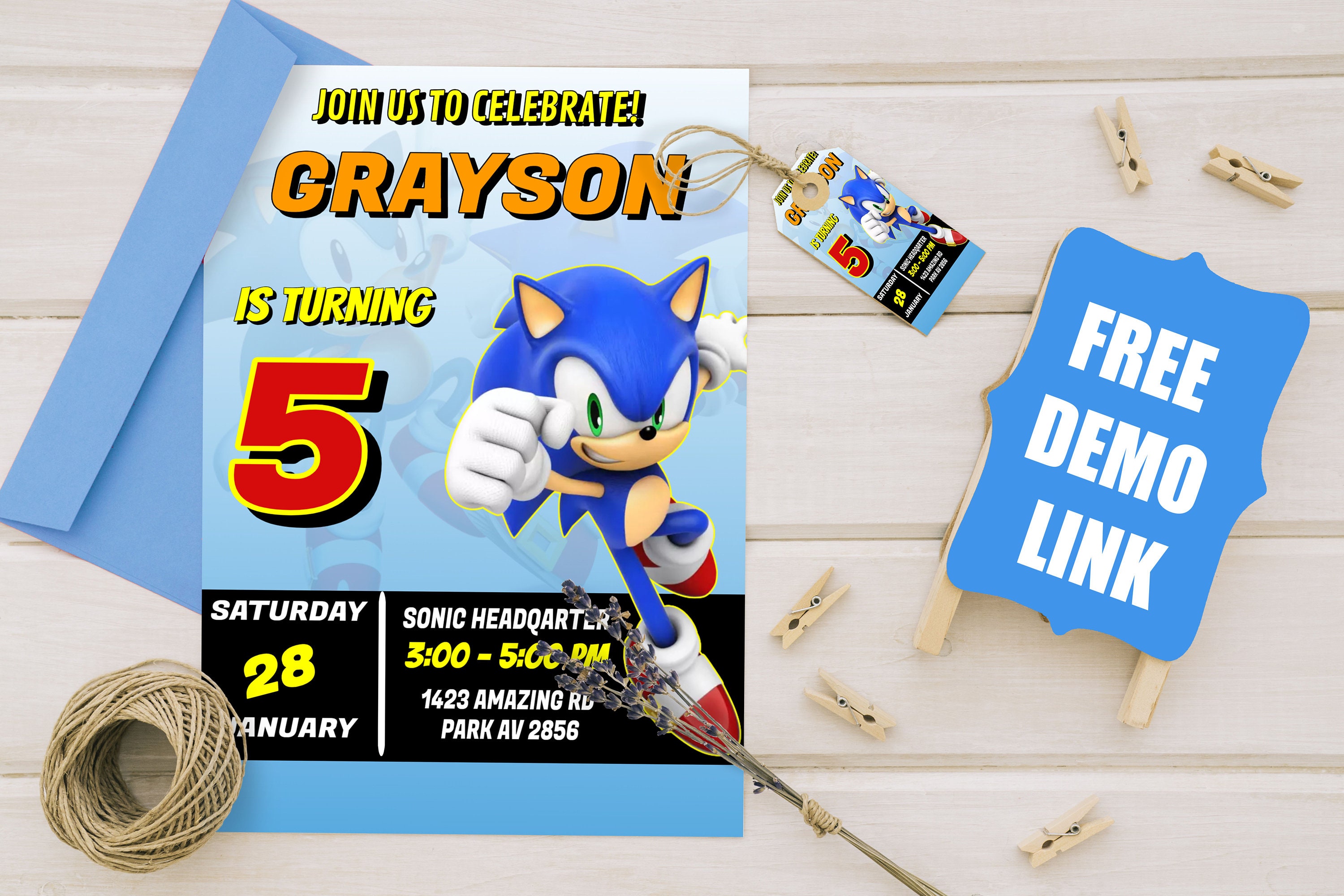 Invitación de cumpleaños de Sonic Invitación de Sonic Editable - Etsy ...