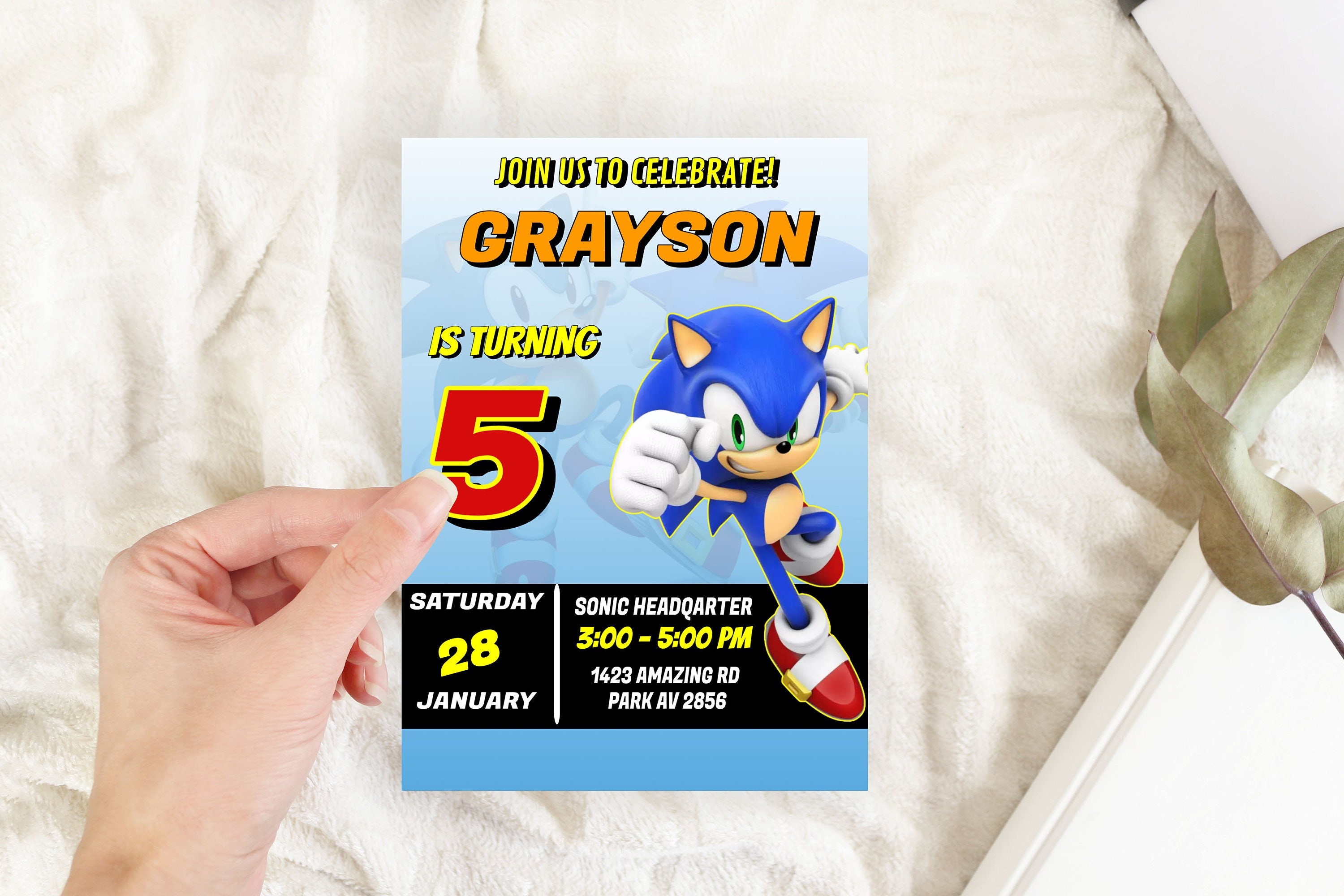 Invitación de cumpleaños de Sonic Invitación de Sonic Editable - Etsy ...