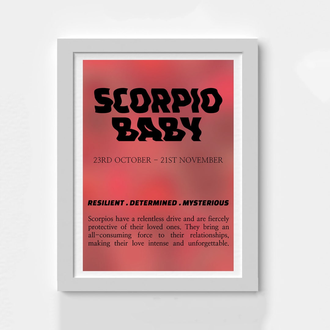 Scorpio Baby Digital Poster, Zodiac Sign Poster, Star Sign Digital ...