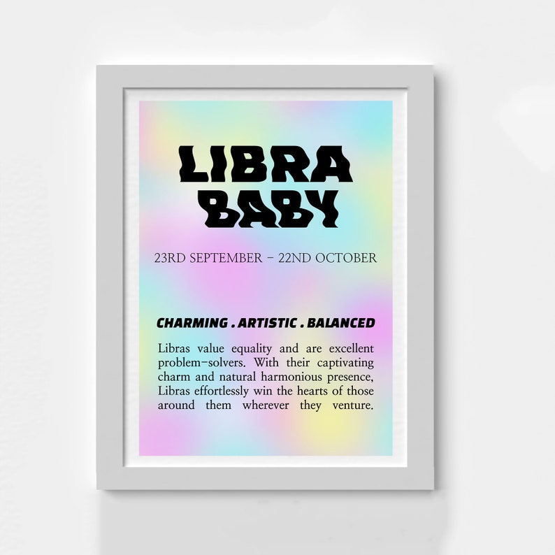 Libra Baby Art Print, Retro Zodiac Sign (digital Download) - Etsy