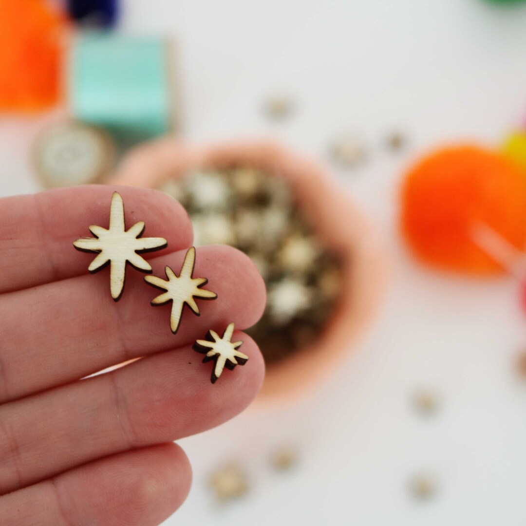 Laser Cut Wooden Pointy Star Shapes, 100 Laser Cut Stars Craft Blanks ...