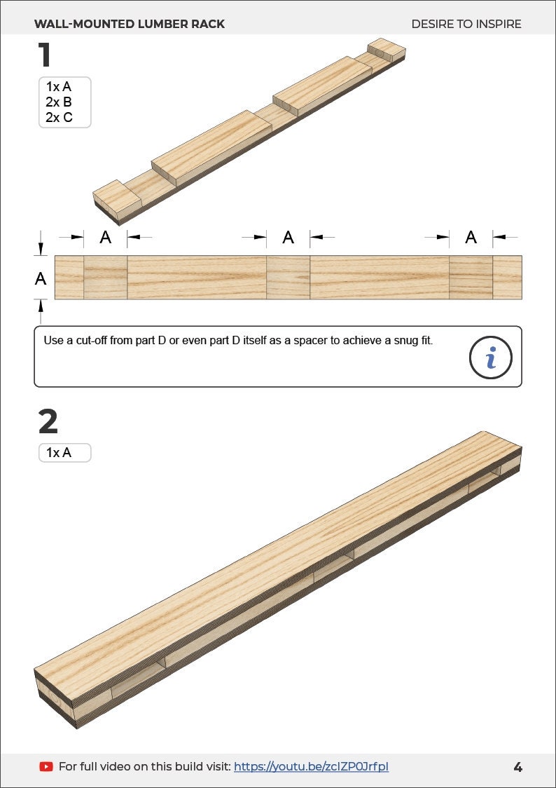 Wall-mounted Lumber Rack Plans – Imperial & Metric, Step-by-step Guide ...