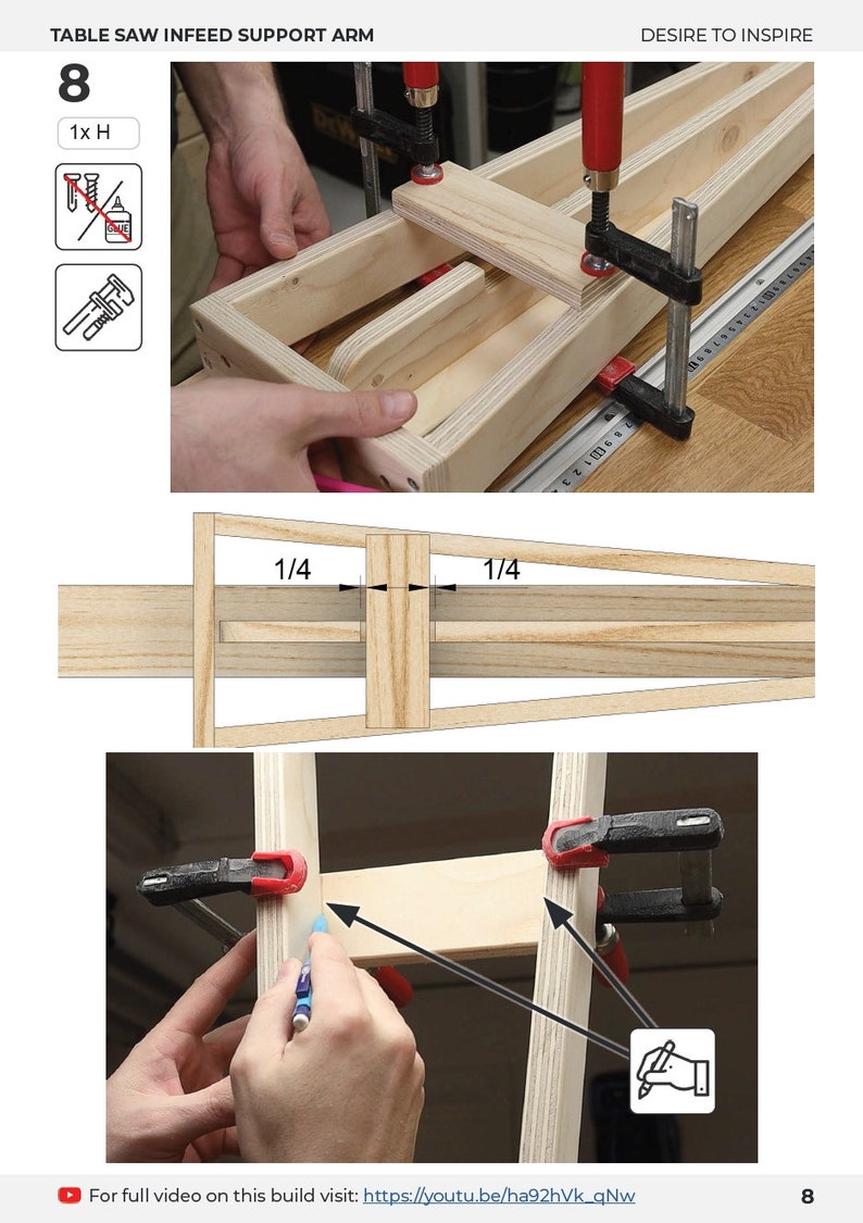 Table Saw Infeed Support Arm Plans – Metric & Imperial, Easy Build ...