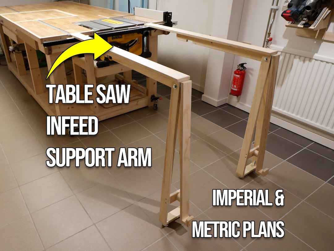 Table Saw Infeed Support Arm Plans – Imperial & Metric, Easy Assembly ...