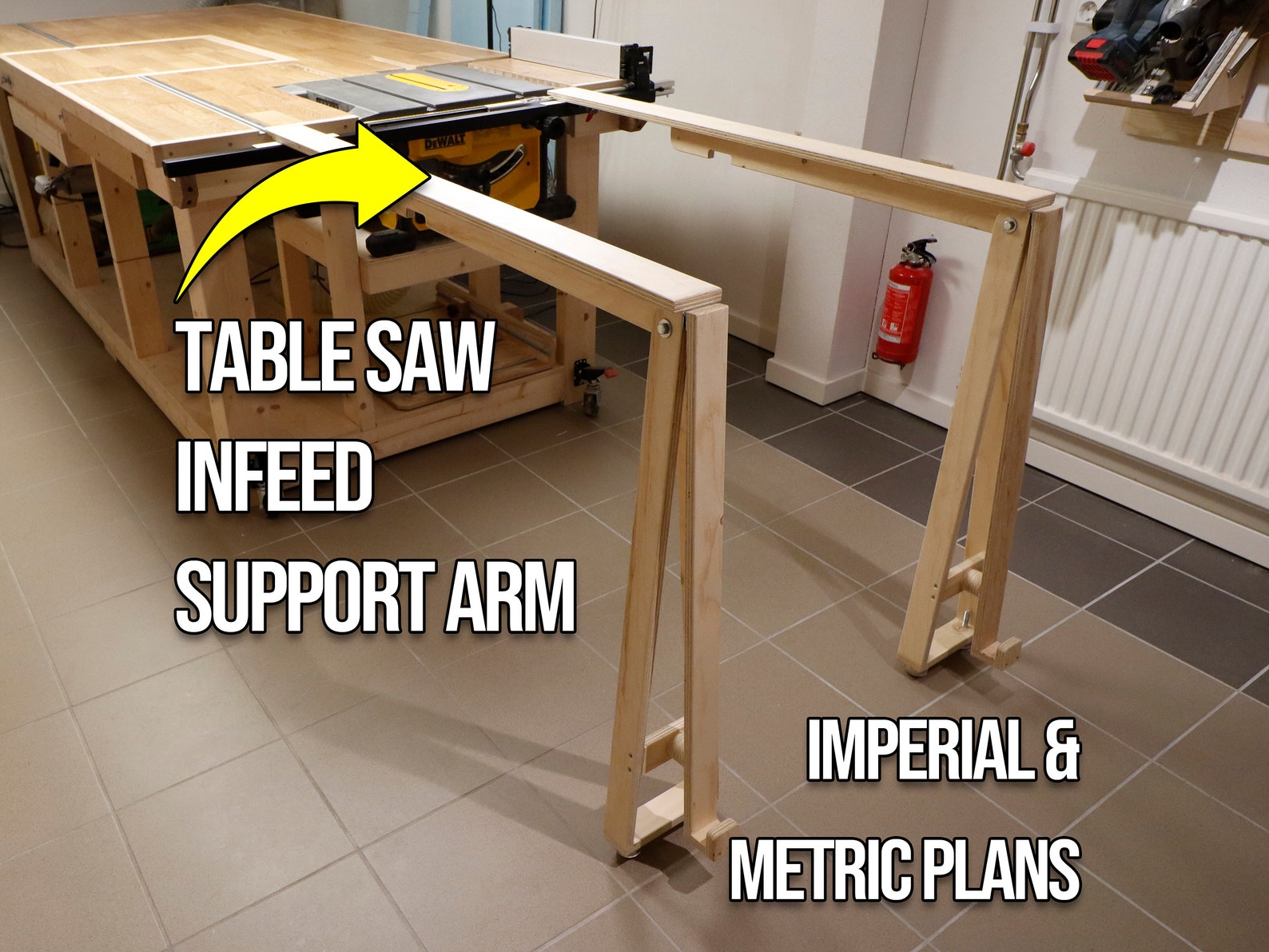 Table Saw Infeed Support Arm Plans – Imperial & Metric, Easy Assembly ...