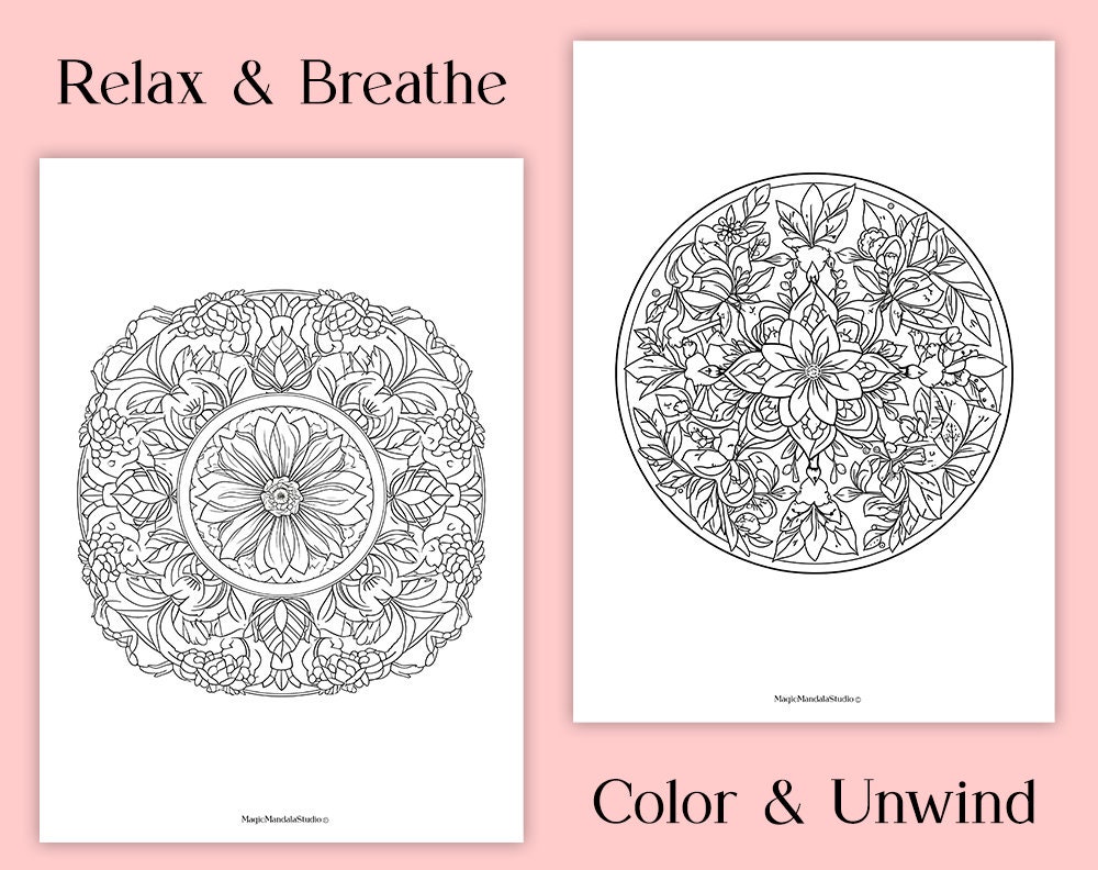 Flower Mandalas Coloring Pages for Adults Bundle of 75 Printable ...