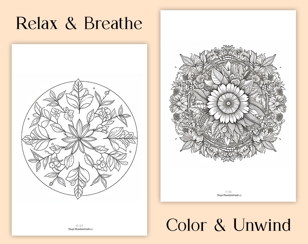 Flower Mandala Coloring Pages Bundle for Adults Volume 1 - Etsy