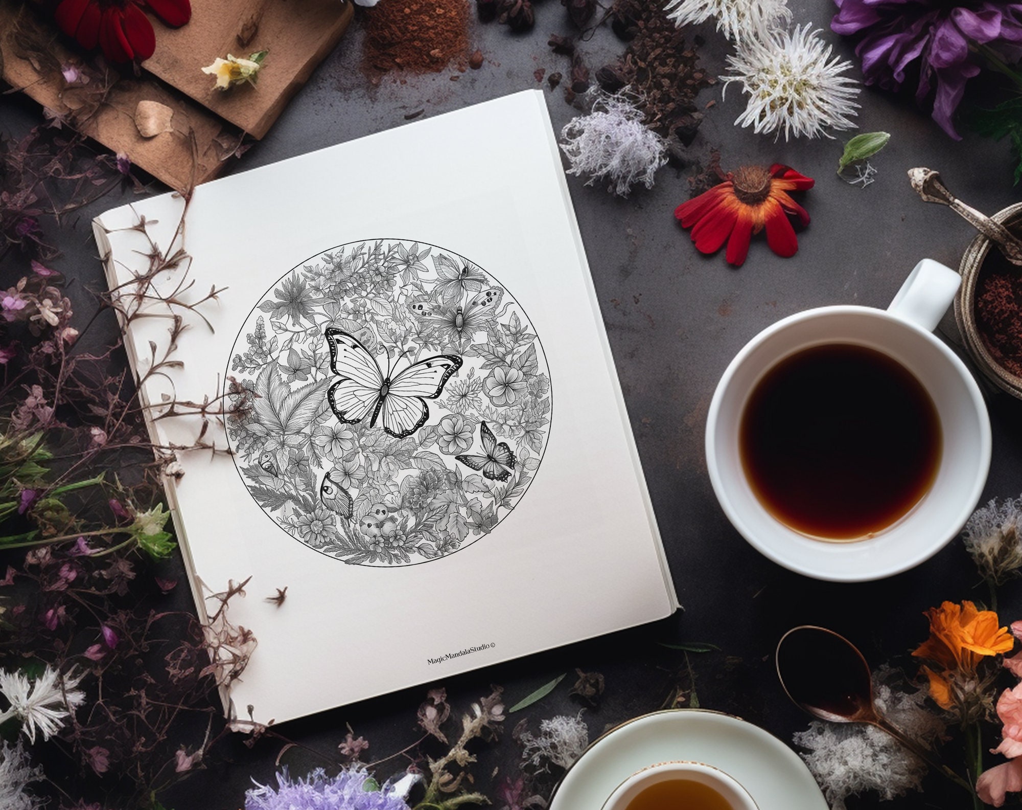 99 Butterfly Mandala Coloring Pages for Relaxation and Stress Relief ...