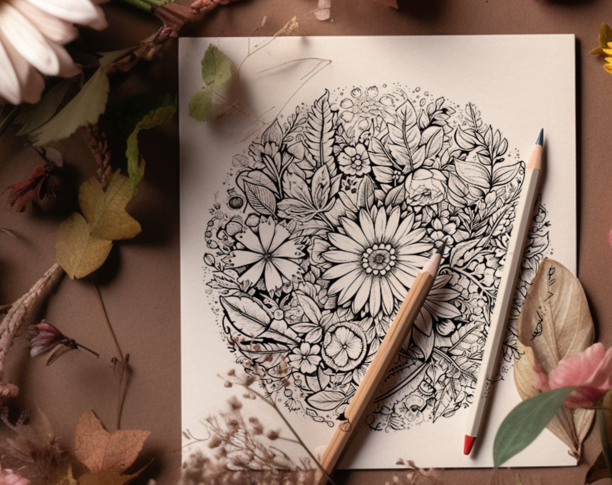 100 Flower and Nature Mandala Coloring Pages for Relaxation - Etsy