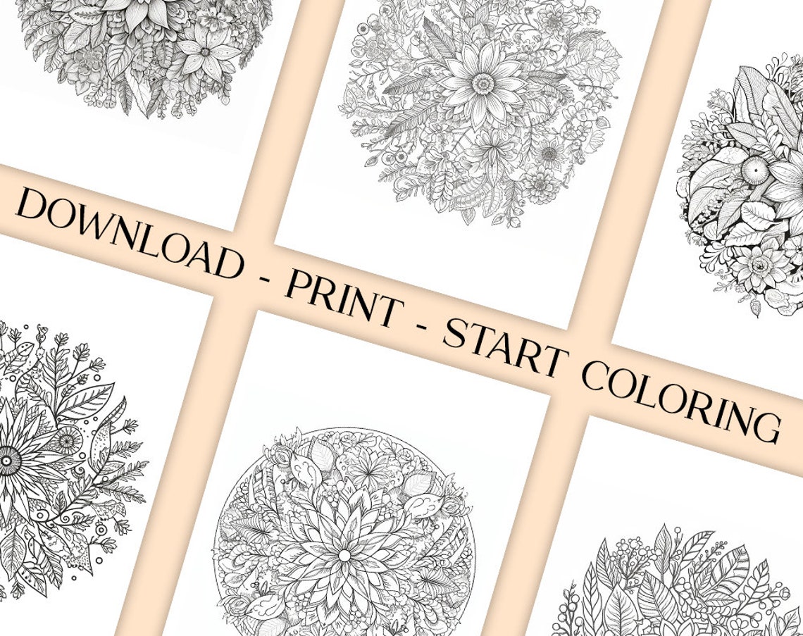 Flower Mandala Coloring Pages Bundle for Adults Volume 1 - Etsy