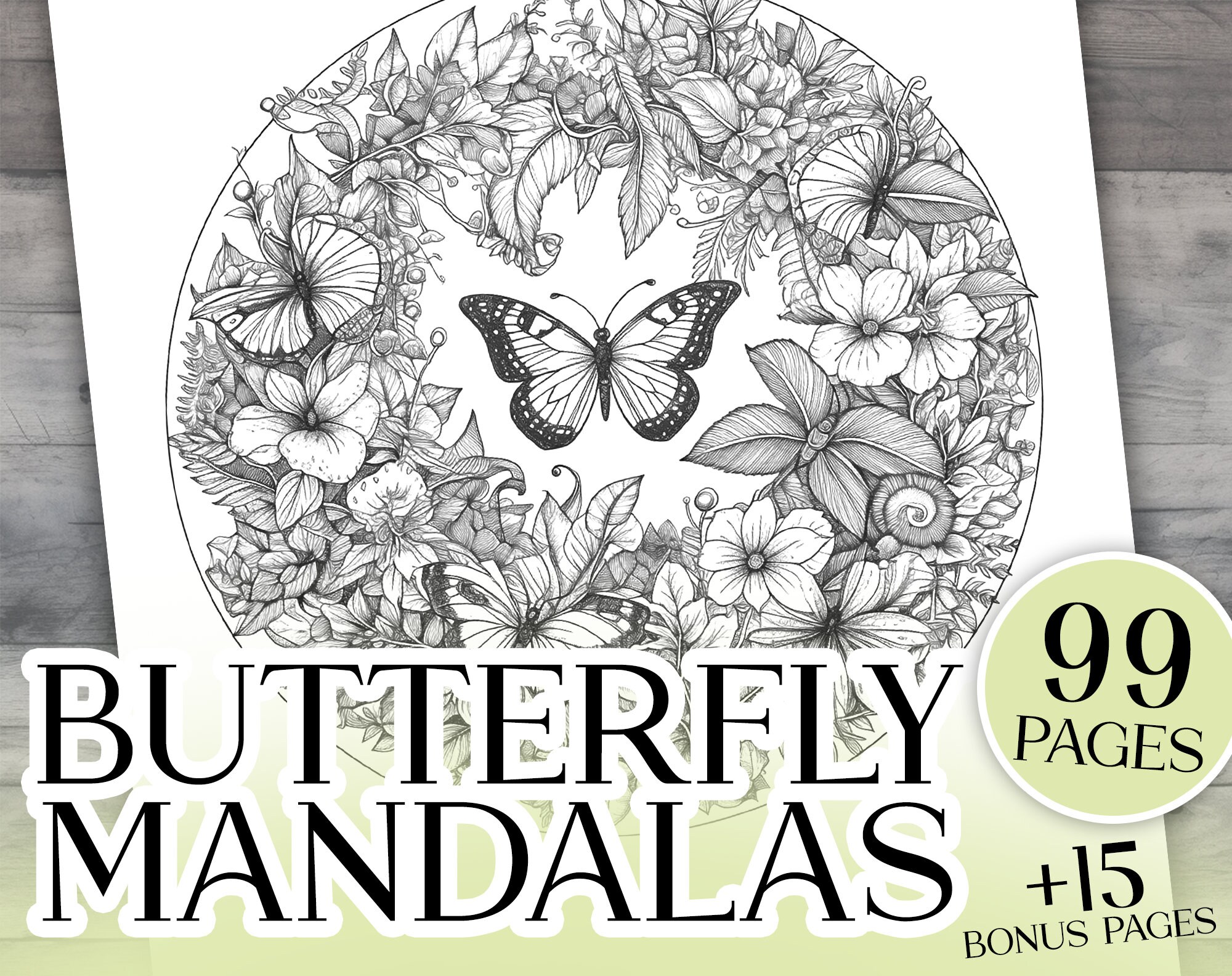 99 Butterfly Mandala Coloring Pages for Relaxation and Stress - Etsy