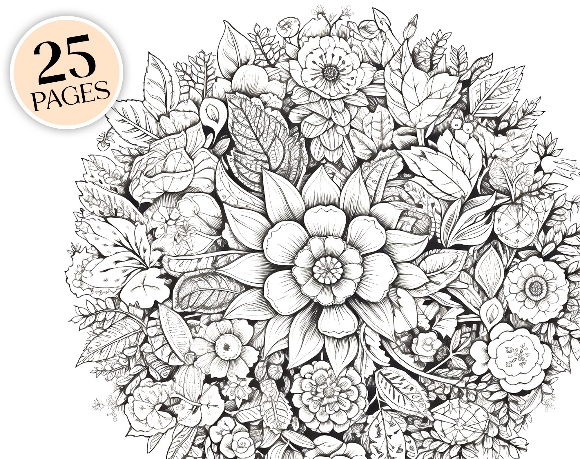 25 Flower Mandalas to Color | Volume 6 | Printable Digital Download ...