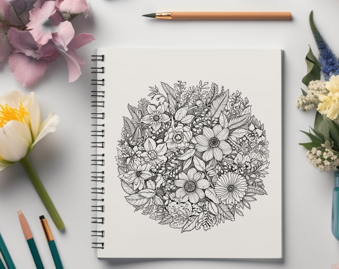 Flower Mandala Coloring Pages Bundle for Adults Volume 7 Printable ...