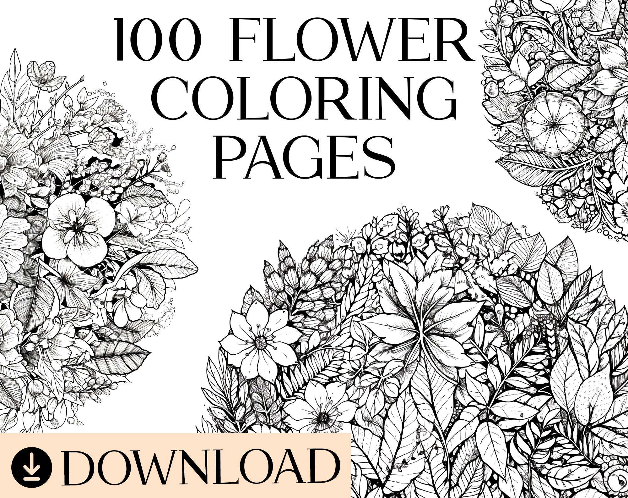 100 Flower and Nature Mandala Coloring Pages for Relaxation - Etsy
