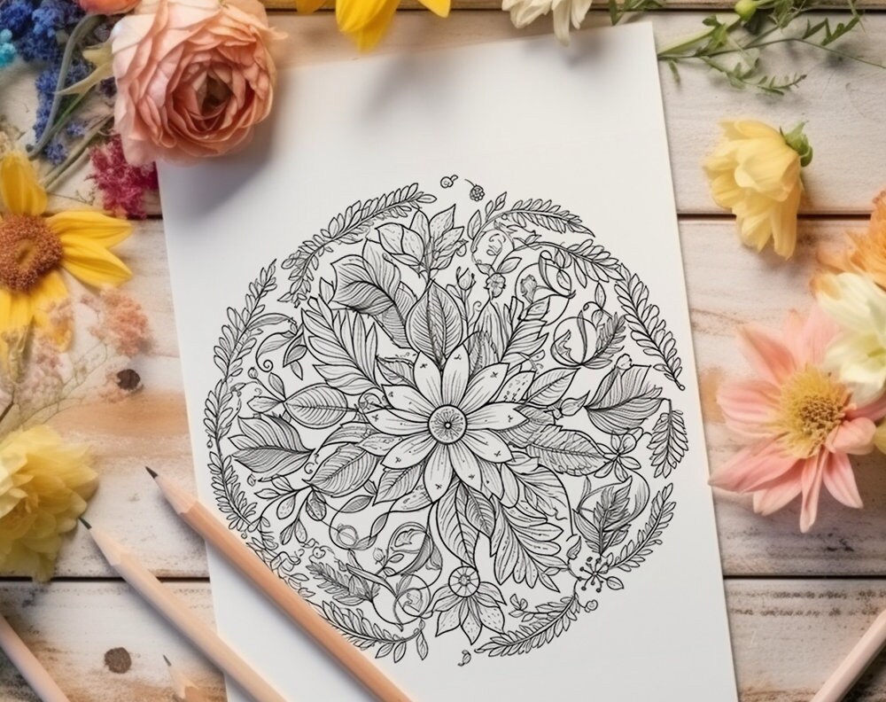 Flower Mandala Coloring Pages Bundle for Adults Volume 1 - Etsy
