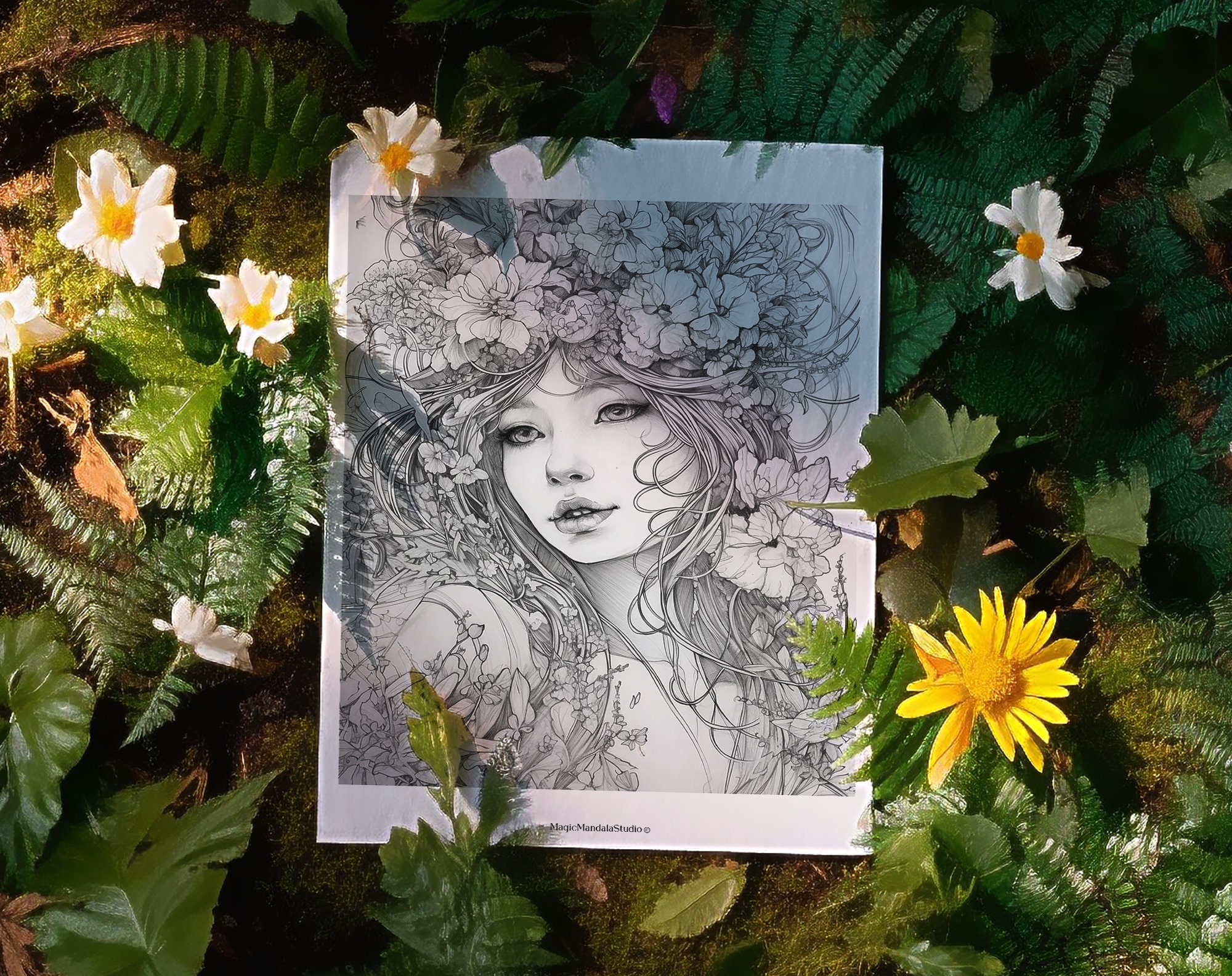 10 Flower Princess Coloring Pages for Adults Coloring Book ...