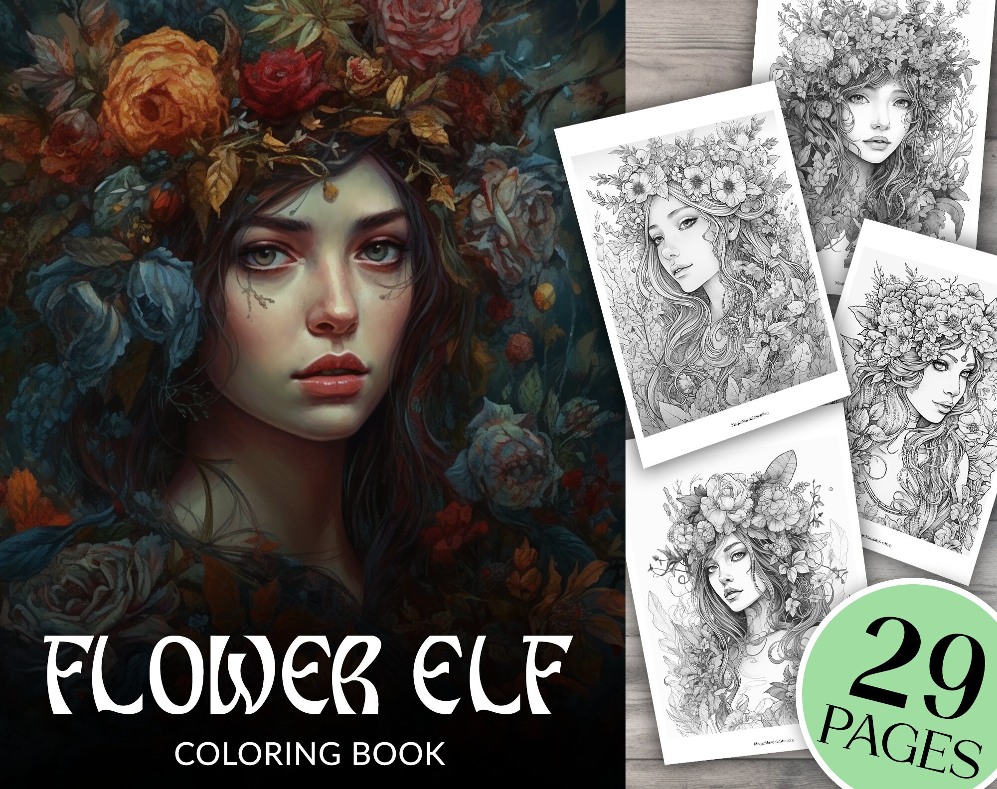29 Flower Elf Coloring Pages Printable PDF Bundle for Adults and Kids ...
