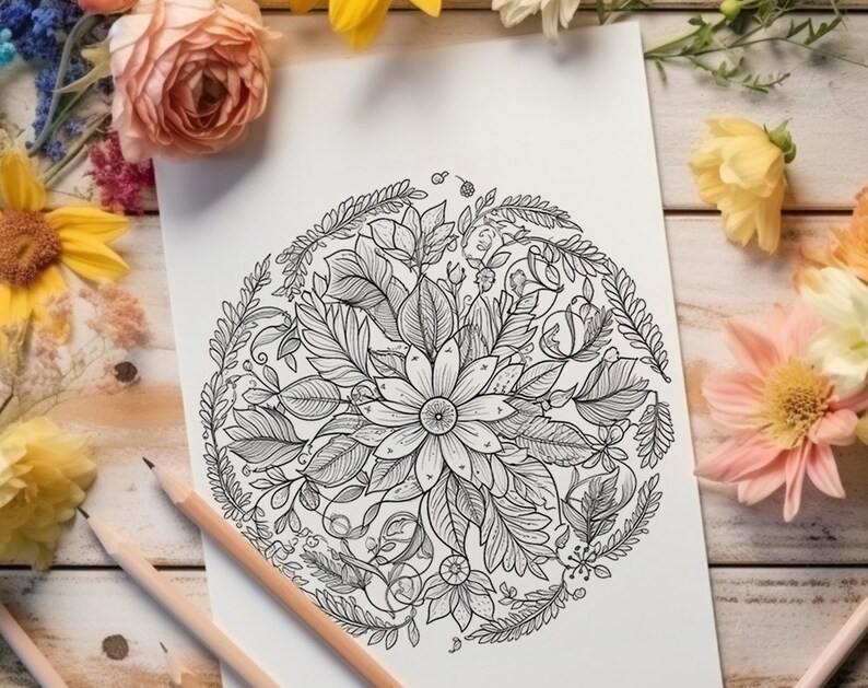 Flower Mandalas Coloring Pages for Adults Bundle of 75 - Etsy