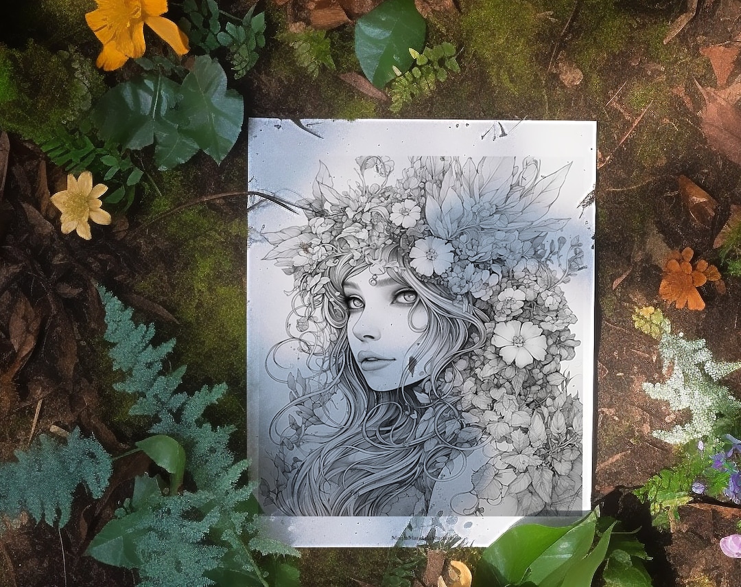 10 Flower Princess Coloring Pages for Adults Coloring Book ...