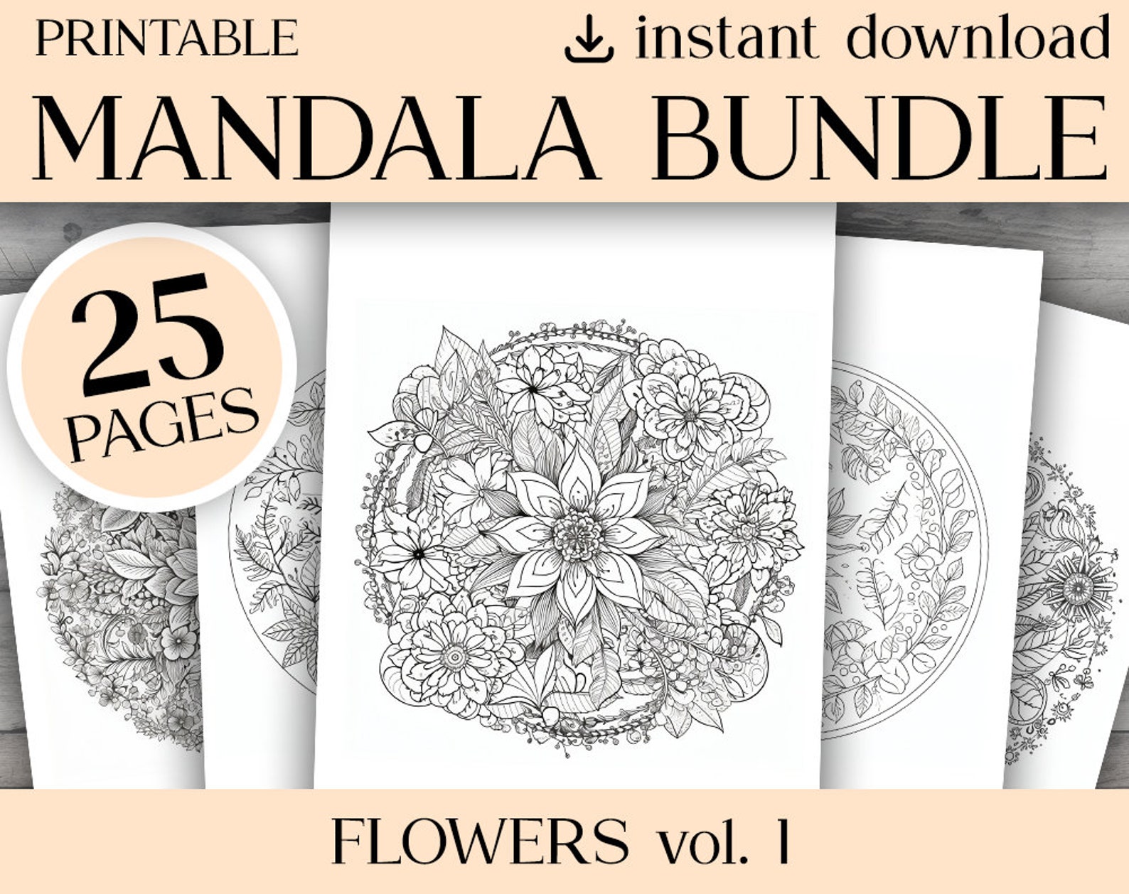 Flower Mandala Coloring Pages Bundle for Adults Volume 1 - Etsy