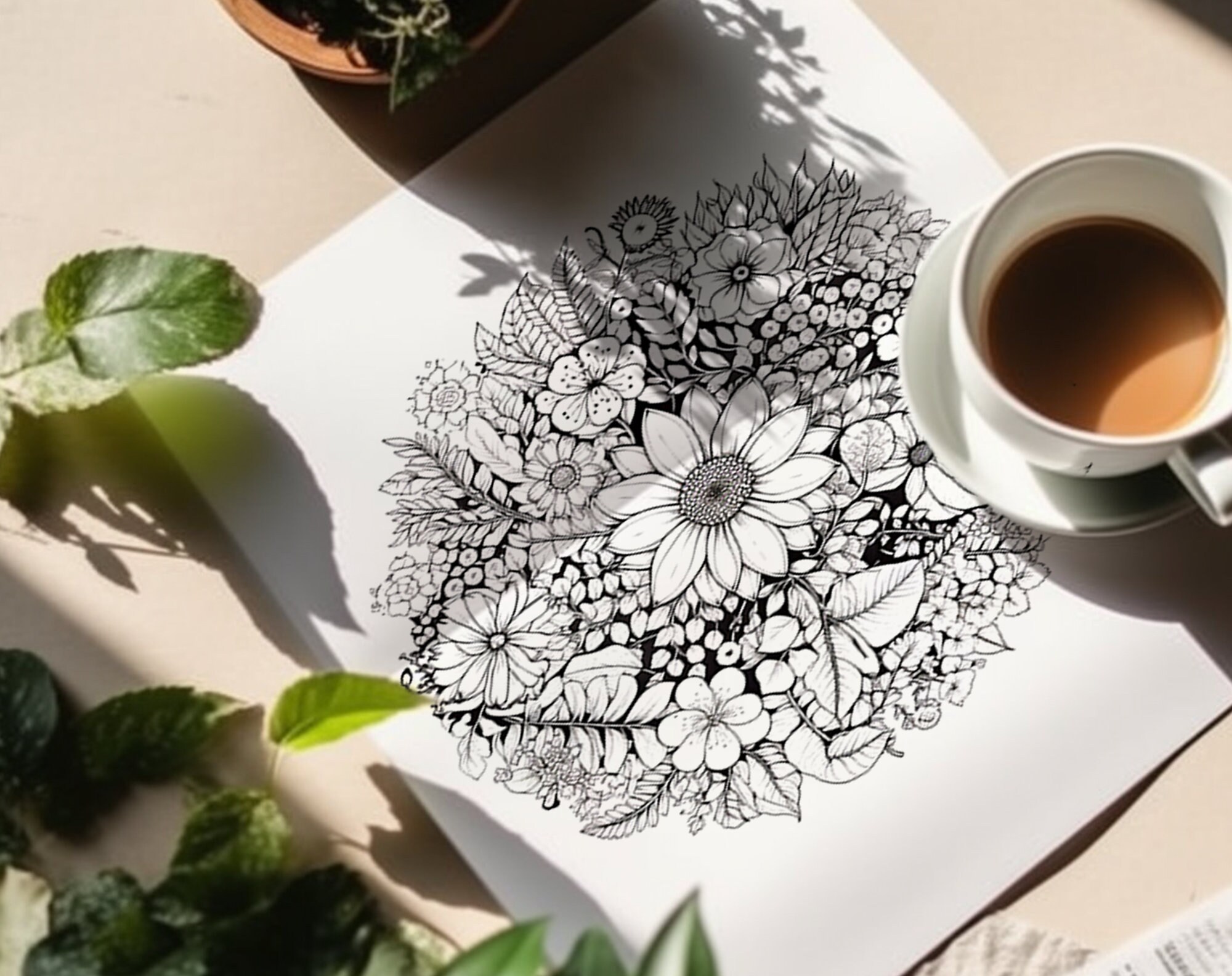 100 Flower and Nature Mandala Coloring Pages for Relaxation - Etsy