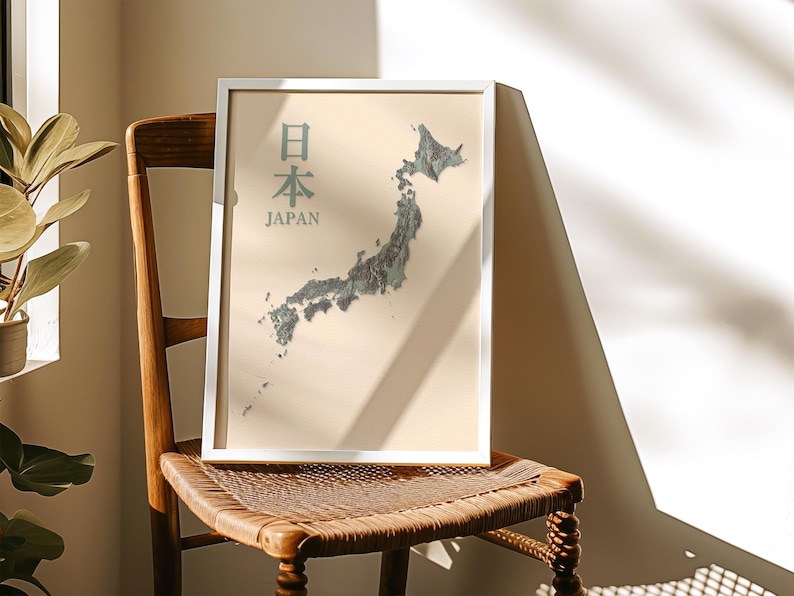 Minimalistic Japan Topographical Map, Decorative Maps for Japan Lovers ...