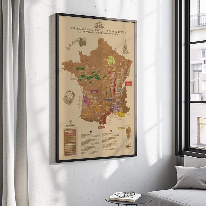 Wine Map of France, Decorative Map Poster of French Wine Regions, Wine ...