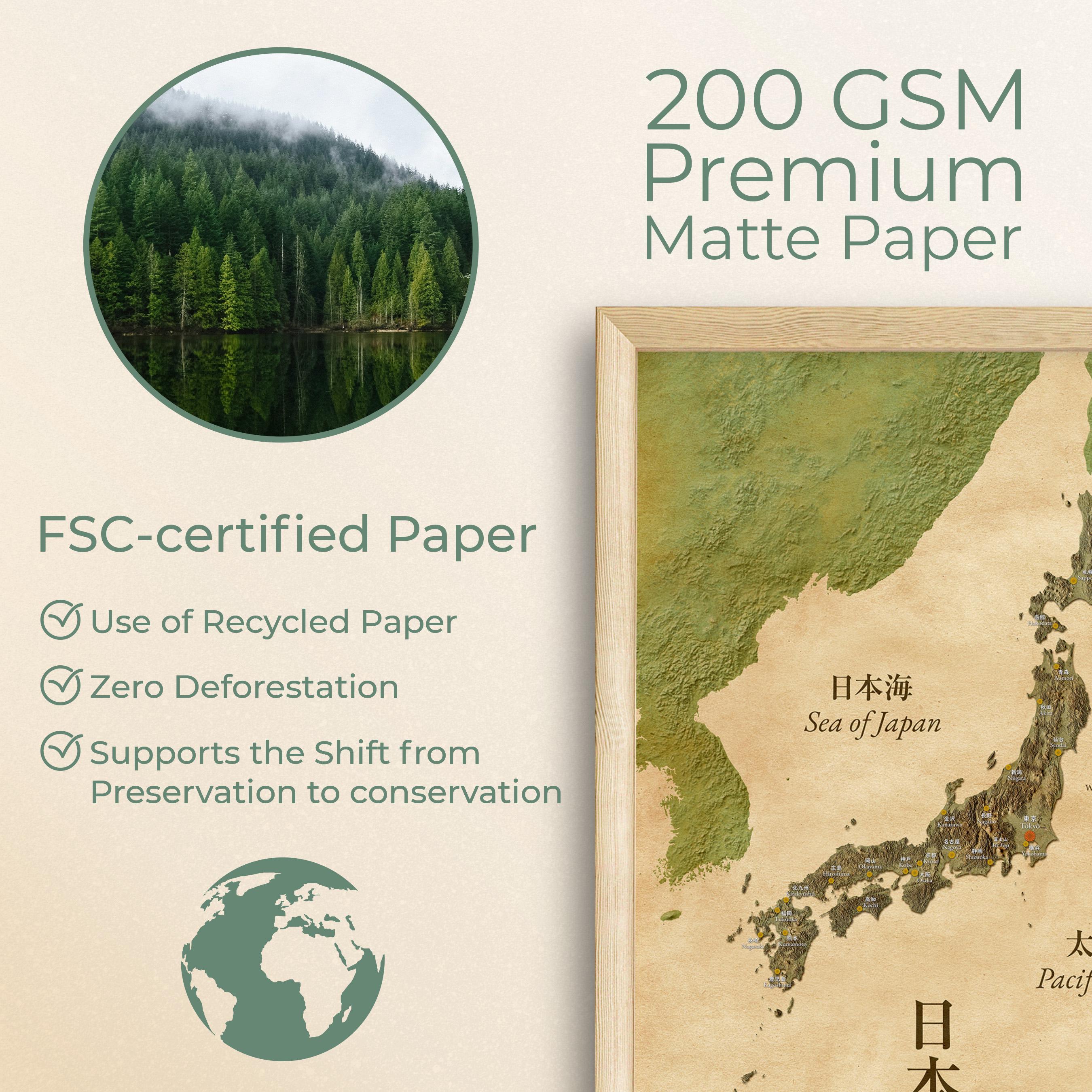 Japan Topographic Map, Vintage Japan Map Print, Decorative Map Gift for ...