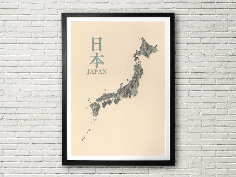 Minimalistic Japan Topographical Map, Decorative Maps for Japan Lovers ...