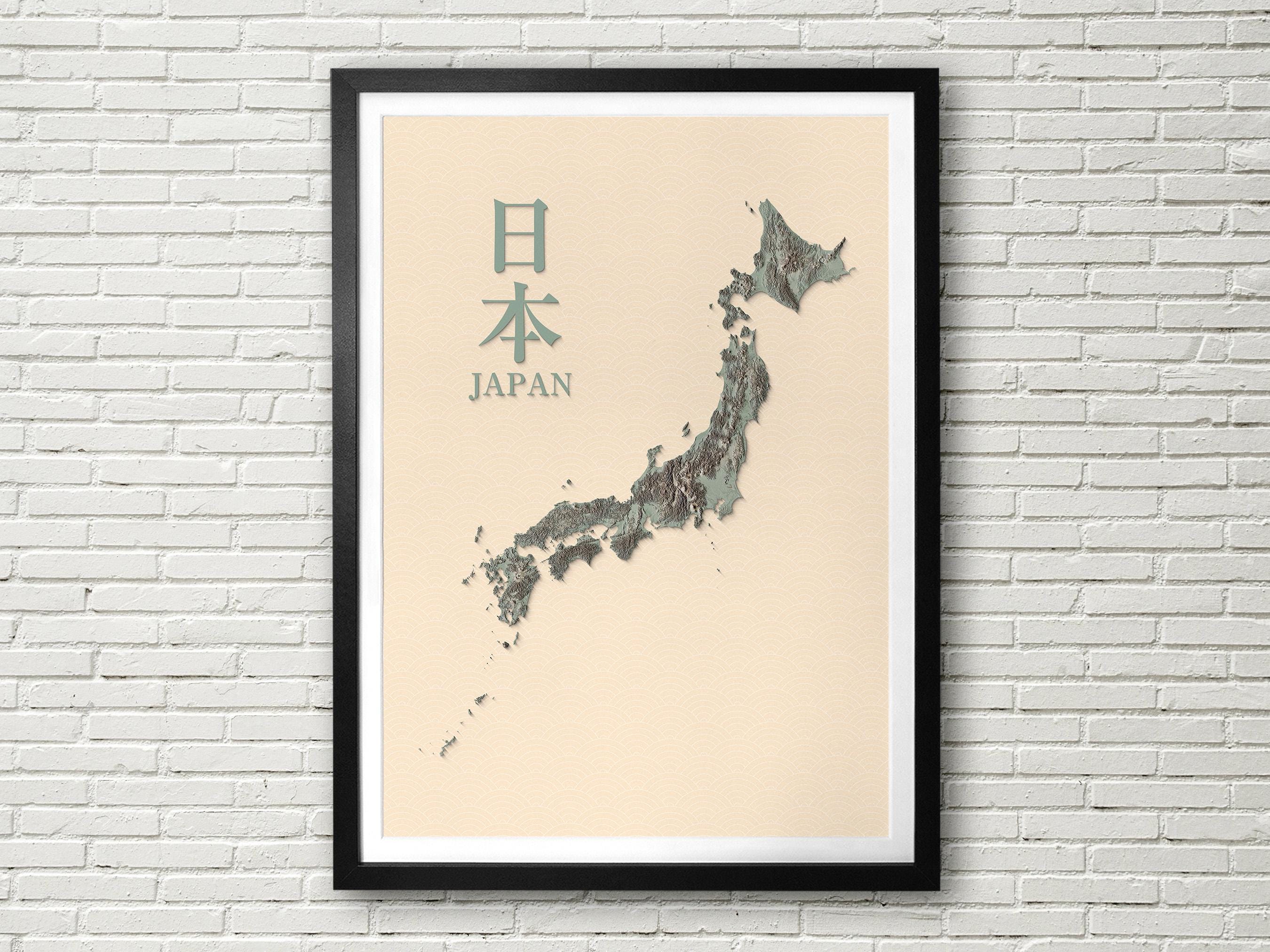Minimalistic Japan Topographical Map, Decorative Maps for Japan Lovers ...
