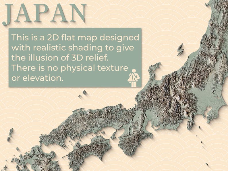 Minimalistic Japan Topographical Map, Decorative Maps for Japan Lovers ...