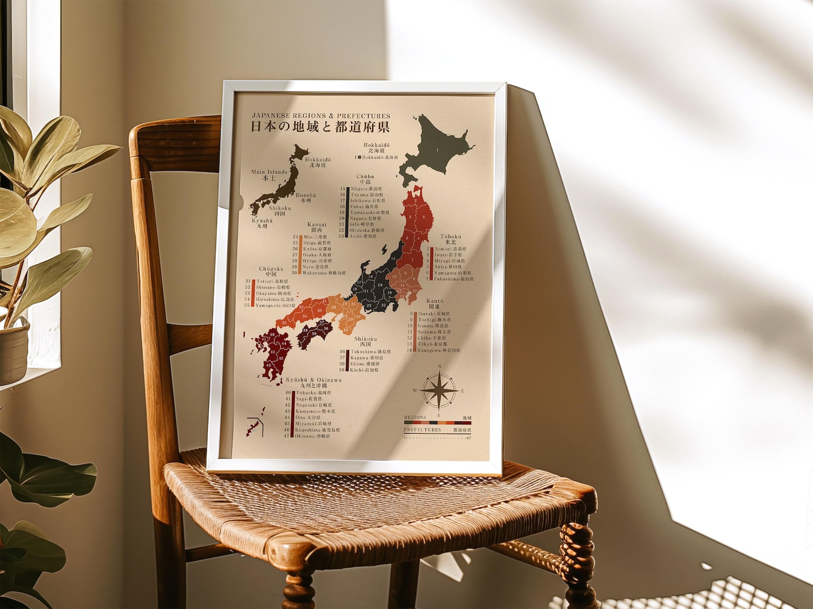 Japan Map Print, Japan Poster Map, Decorative Map Gift for Japan Lovers ...