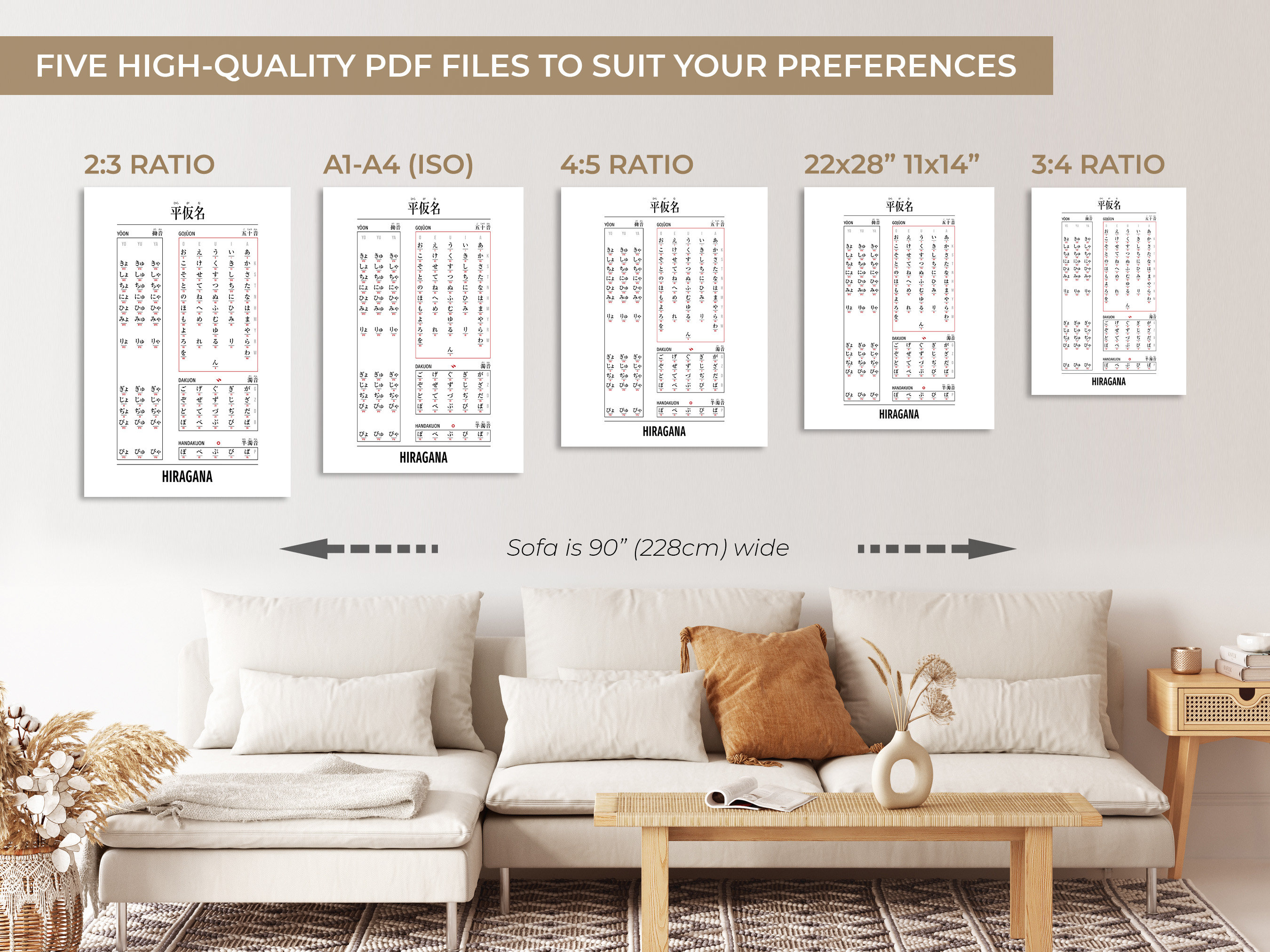 Hiragana Poster Printable, Japanese Alphabet Print, Japan Wall Art ...