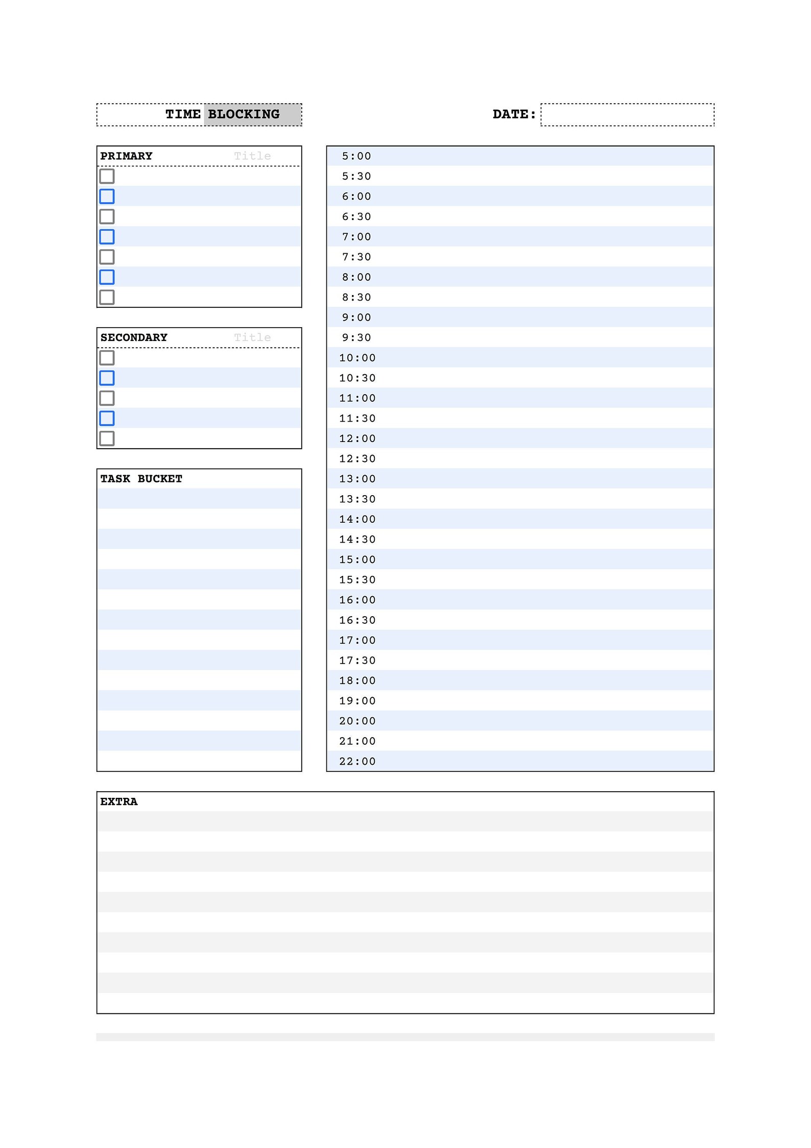 Simple Time Boxing Template - Etsy
