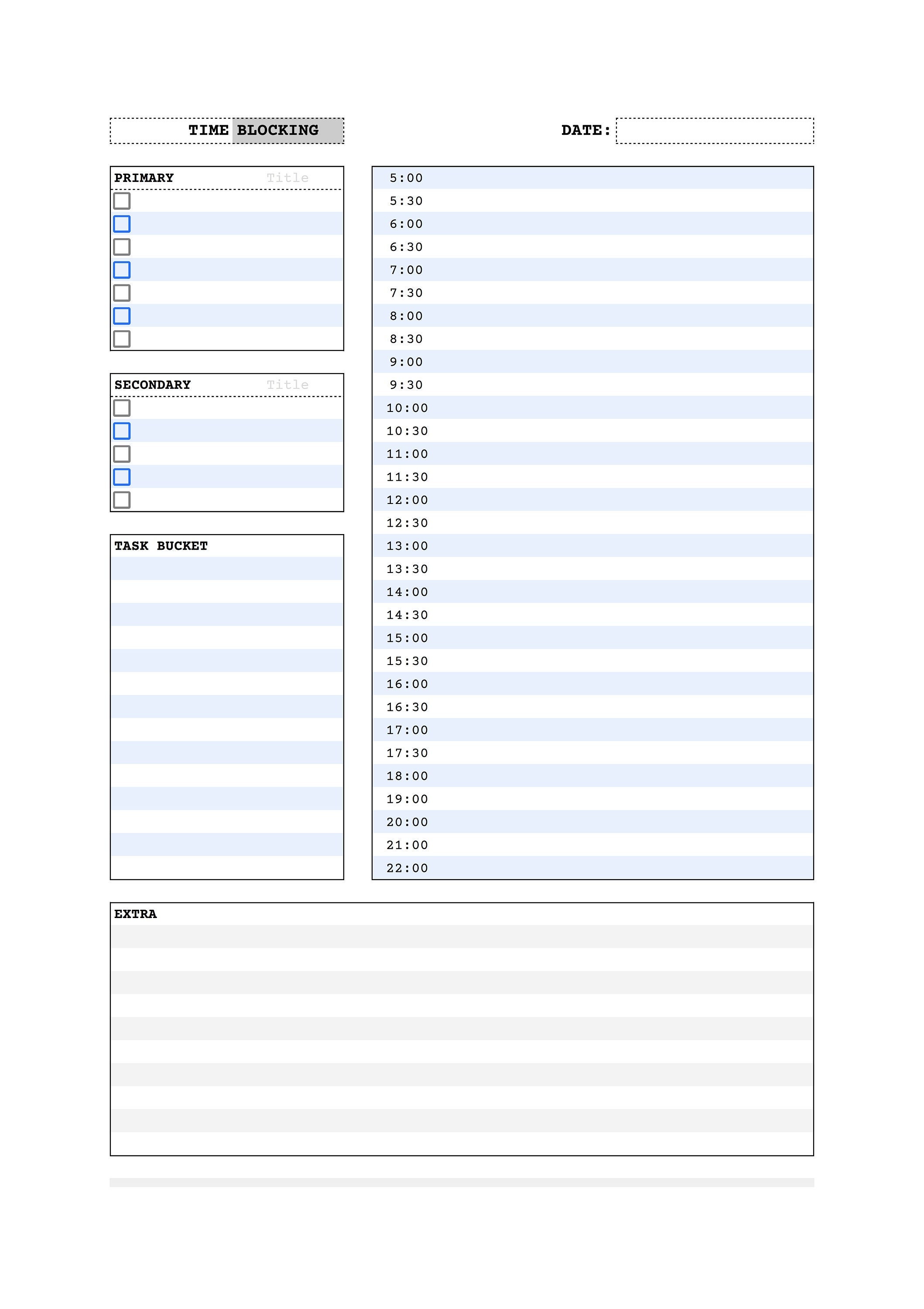 Simple Time Boxing Template - Etsy