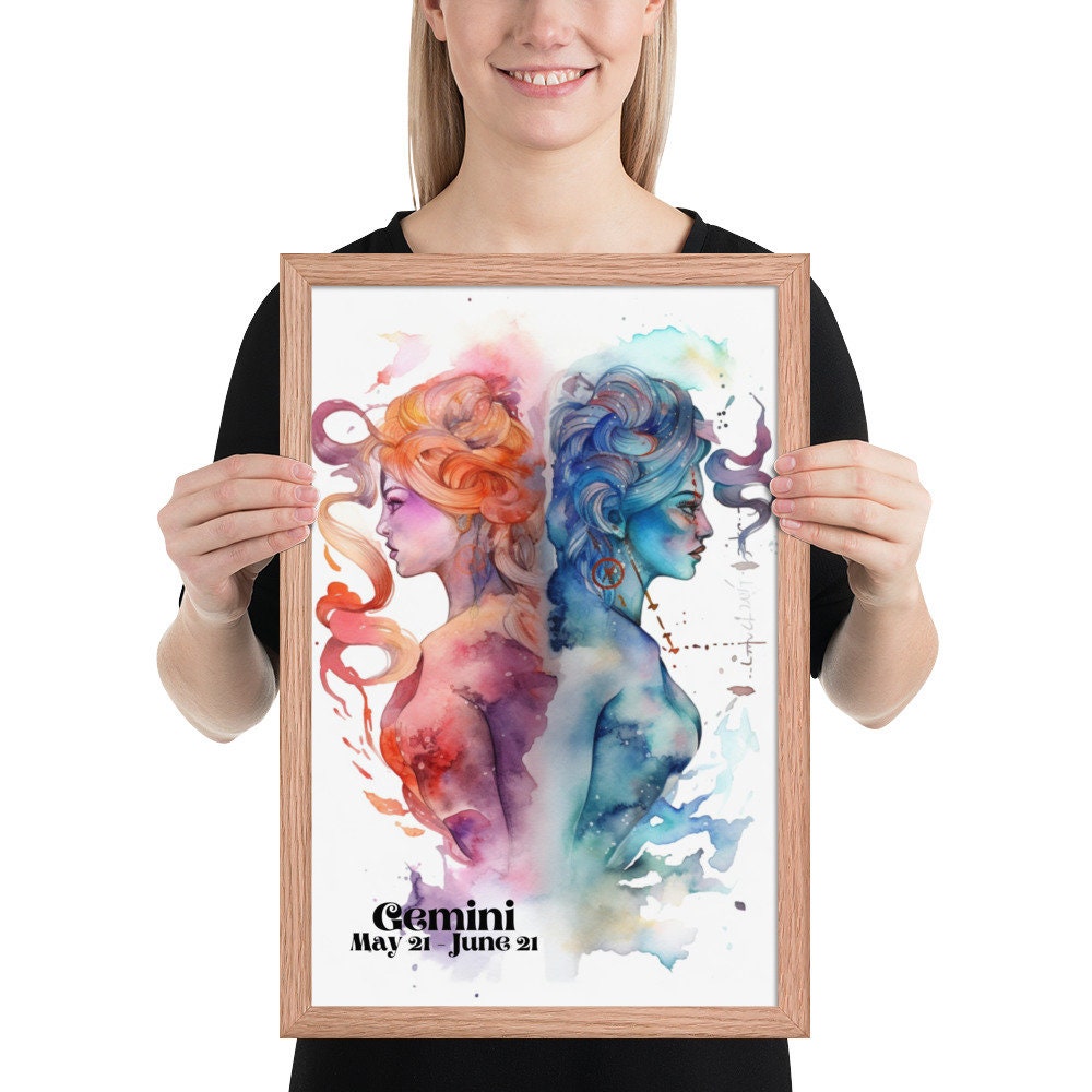 Gift for Gemini Birthday Gift for Her Gemini Birthday Poster Painting Gemini Poster Zodiac Gift ...