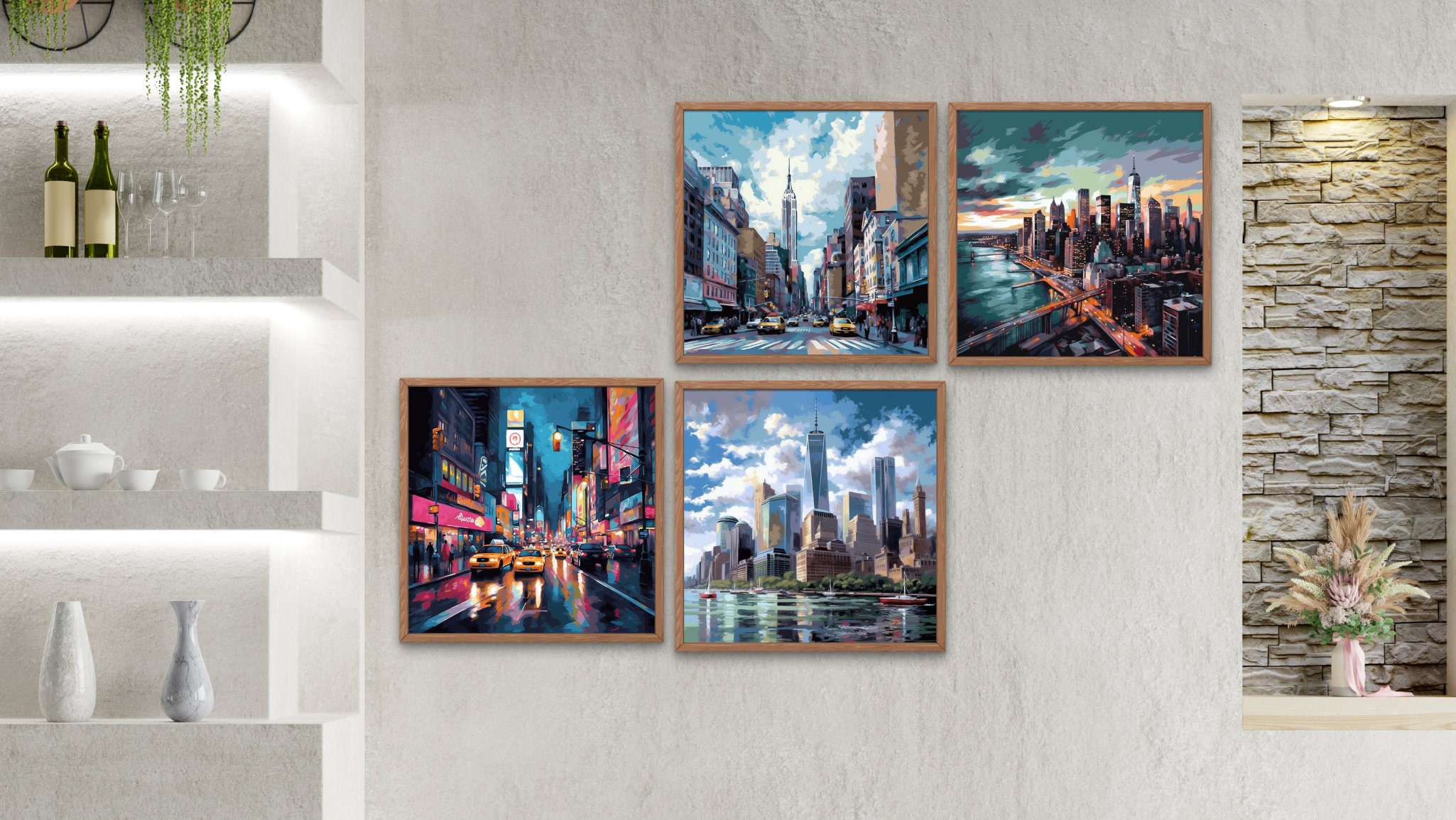 Gallery Wall Art Set of 4 Digital Art Instant Download New York City ...
