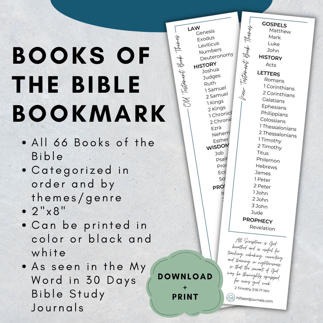 Books of the Bible Bookmark With Themes Bookmark for Bibles - Etsy