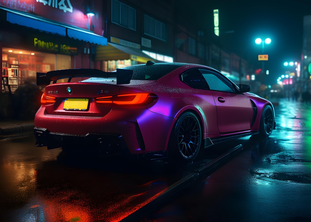BMW M4 Poster Downloadable, BMW M4 Poster, Neon BMW M4 Poster, Bmw 4 ...