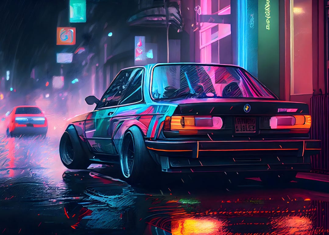 Neon BMW E30 Poster Digital Download, BMW Download, Car Digital File ...